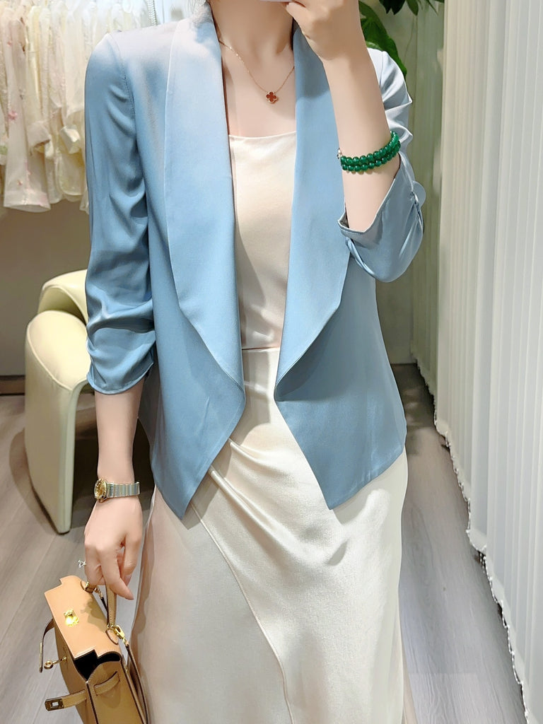 A soild silk short jacket for ladies – Vicky and Lucas
