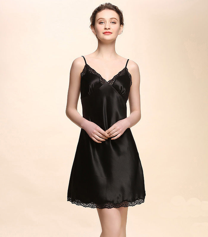 TWO PEARS-Spaghetti Strap Double V-neck Short Bottom Dress – Vicky and ...